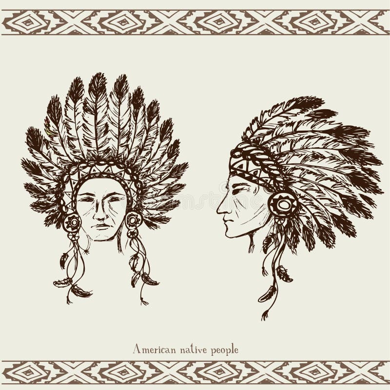Native American Indian Chief Headdress Stock Vector - Illustration of ...