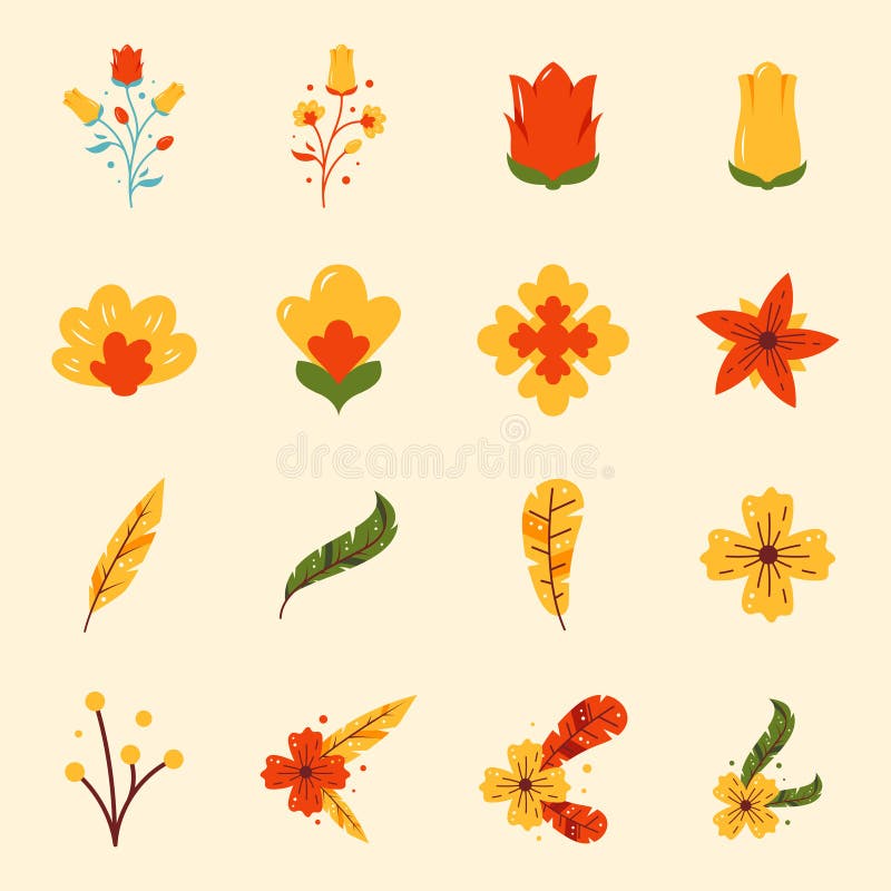 Native American Heritage Month Flower Design Element Collection Stock ...