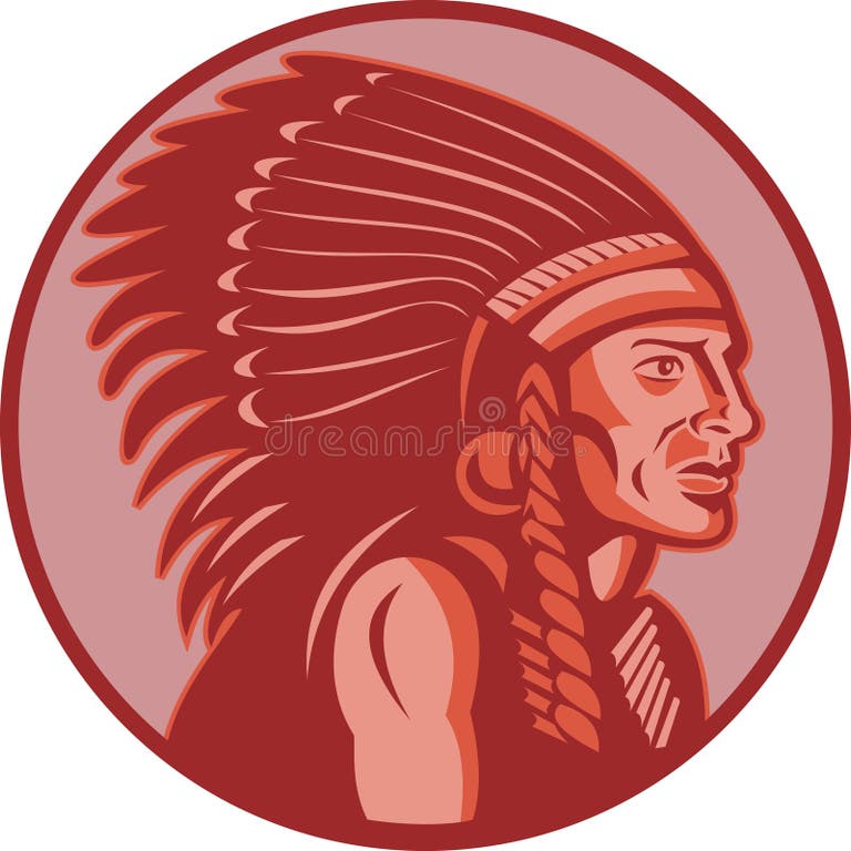 American Indian Chief Warrior Side View Stock Illustrations – 37 ...