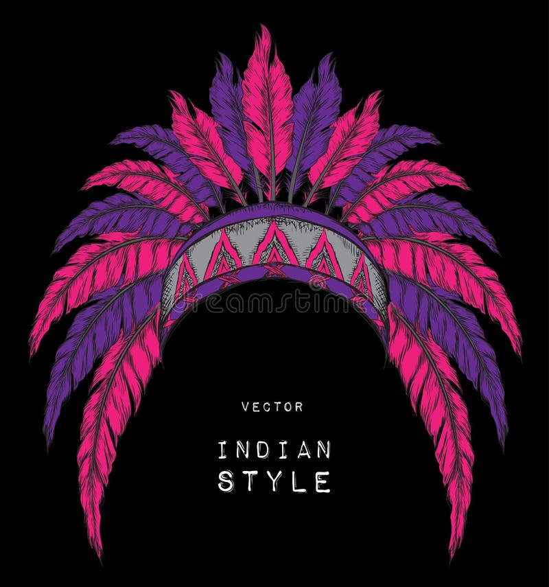 Native American Indian Colored Chief. Red and Black Roach. Indian ...