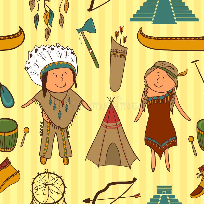 Native American, Indian Culture Vector Seamless Stock Vector ...