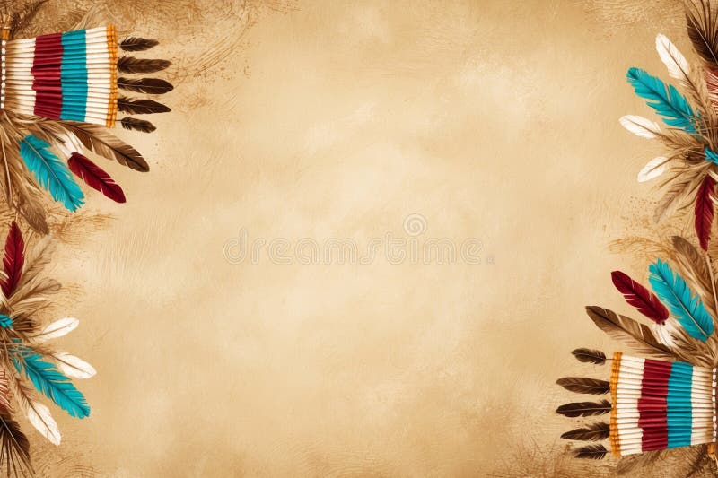 Native American Indian Feathers on Paper Background with Space for Text ...