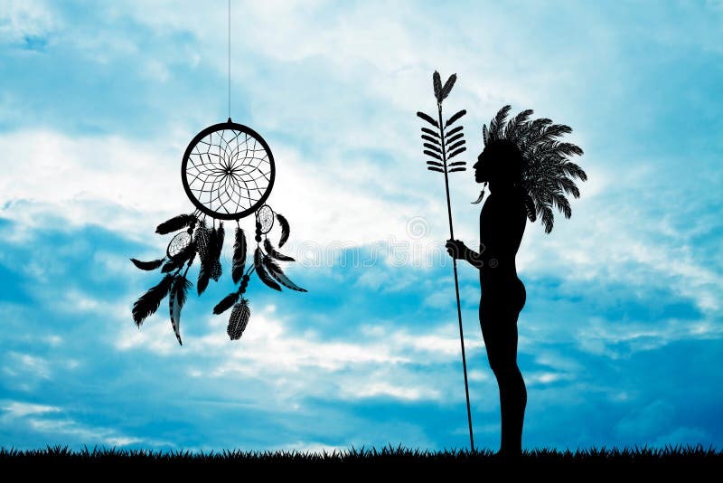 Native American Indian at Sunset Stock Illustration - Illustration of ...