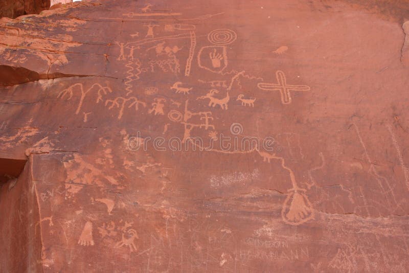 Native American Indian Writing on Rock Stock Photo - Image of landmark ...