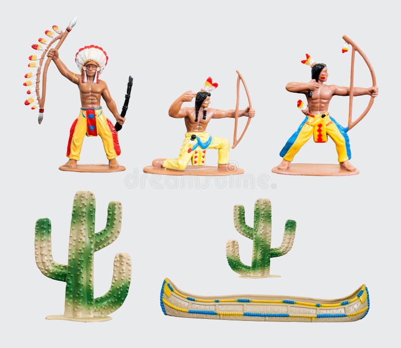 Native American Indians Mini Figure Model Toy / Isolated White Stock ...