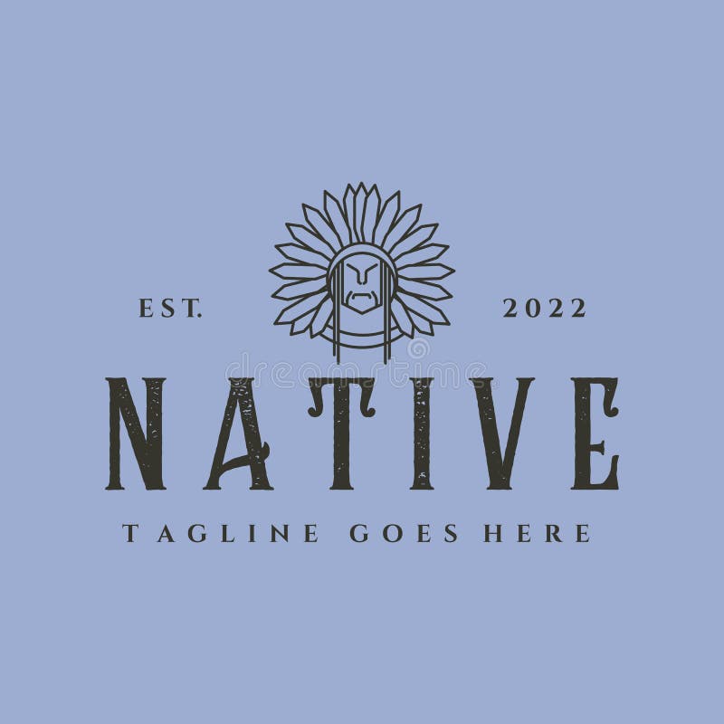 Native American Line Art Logo Vector Symbol Illustration Design Stock ...