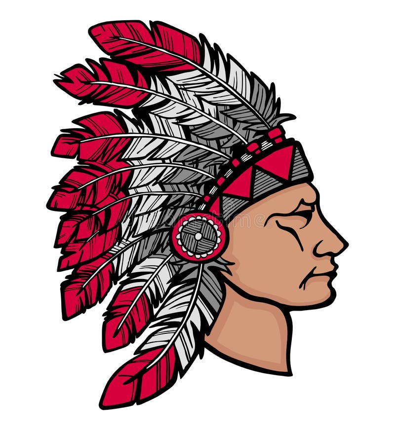 Native American Man in Headdress Stock Vector - Illustration of male ...