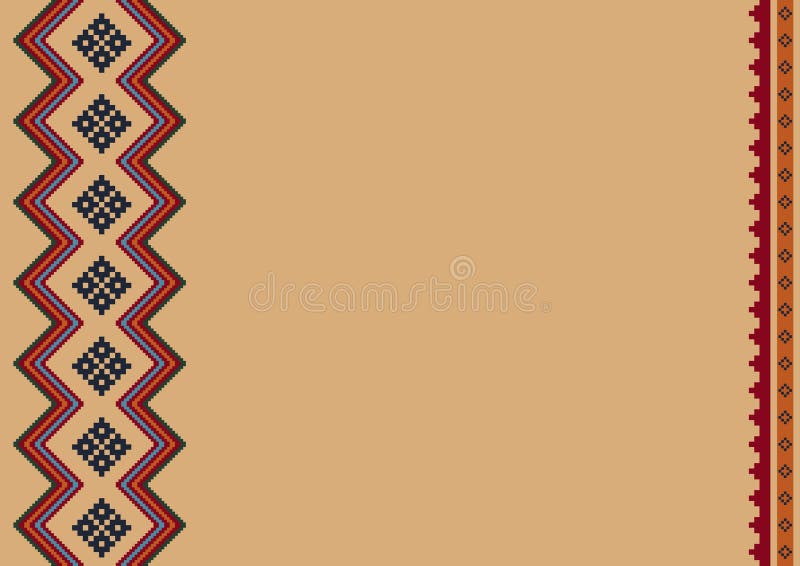 Ethnic Tribal Pattern Background with Copy Space for Text. Beige, Red ...