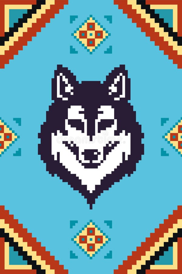 Native American Pattern of Wolf Face Stock Vector - Illustration of ...