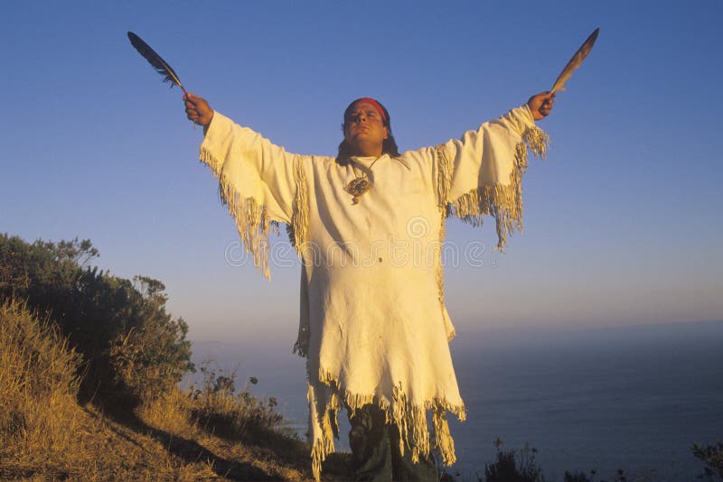 A Native American Performing an Earth Ceremony, Big Sur, CA Editorial ...