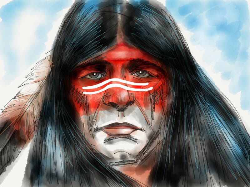 Native american portrait stock illustration. Illustration of aboriginal ...