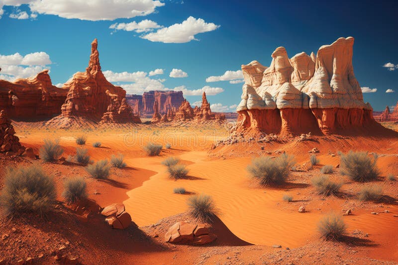 Native American Rock Desert with Red Rock Formations Stock Illustration ...