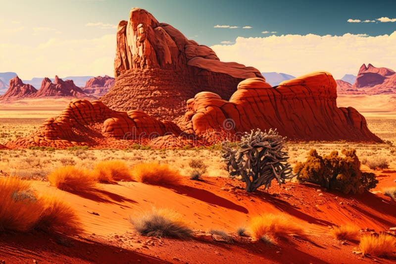 Native American Rock Desert with Red Rock Formations Stock Illustration ...