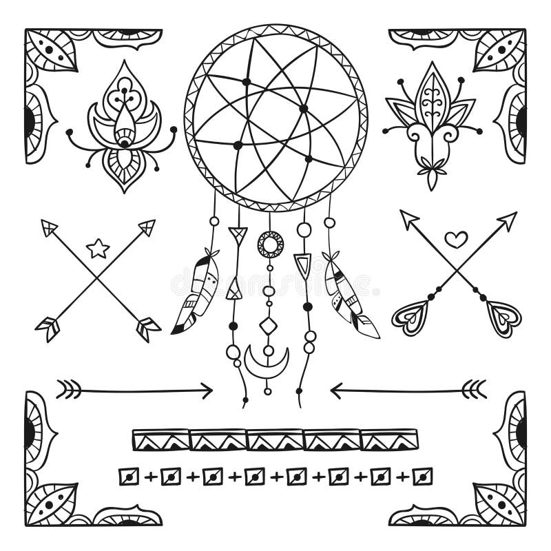 Native American Simbols Set Vector Illustration Poster Template Stock ...