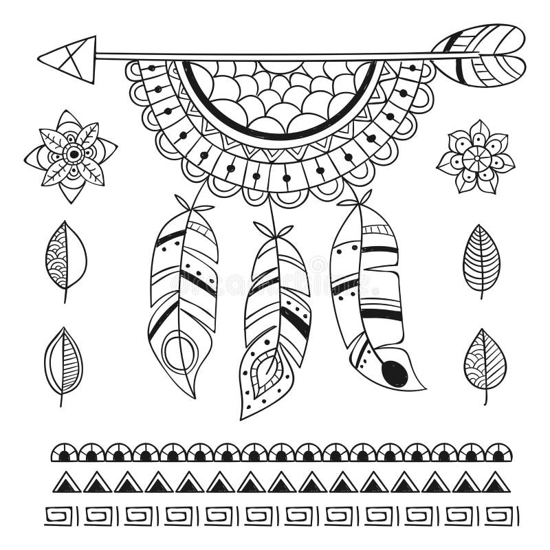 Native American Simbols Set Vector Illustration Poster Template Stock ...