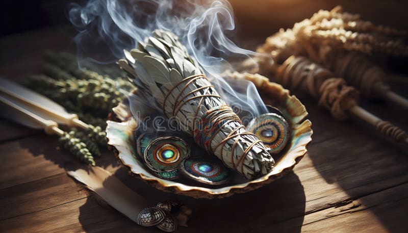 Native American Smudging Bundle, Ai Created Image Stock Illustration ...