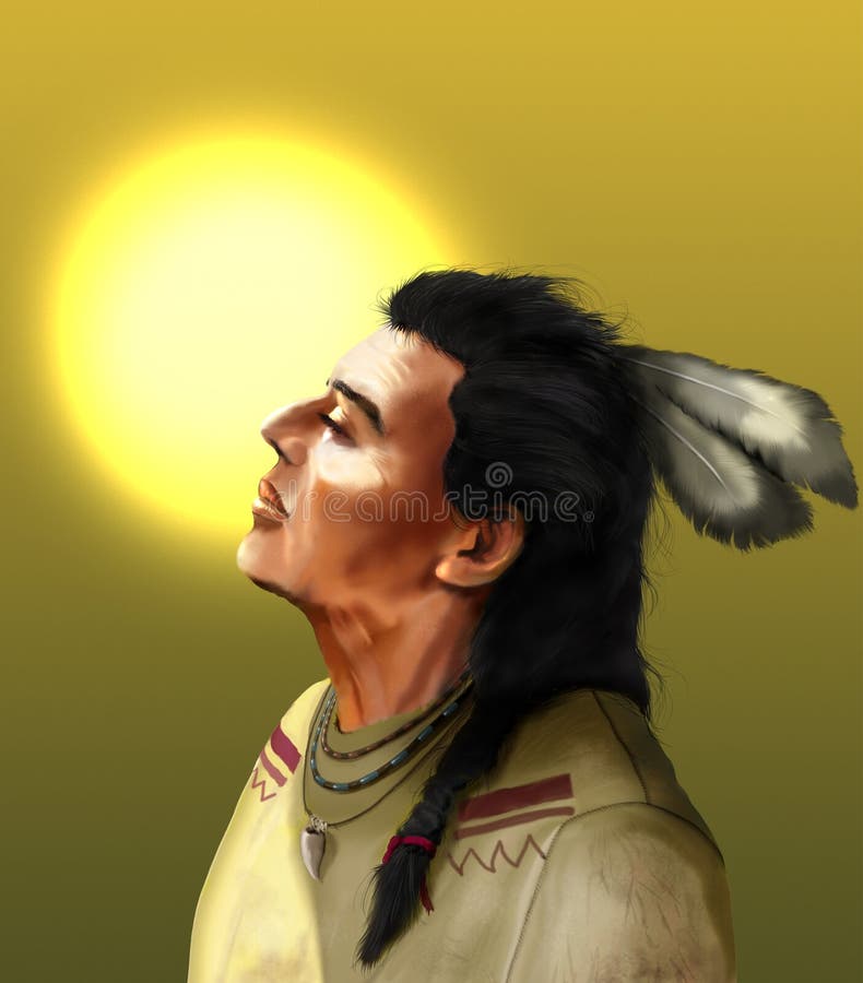 Native american and sun stock illustration. Illustration of relax ...