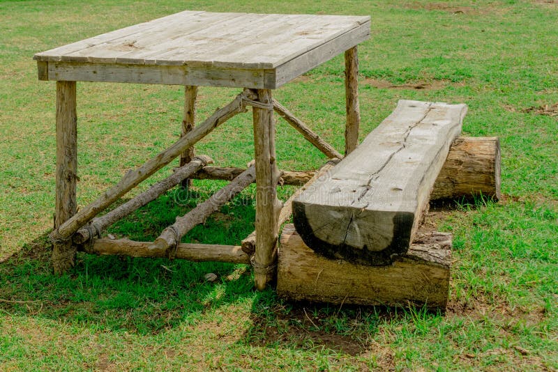 Native American Table with Bench Stock Image - Image of branches, round ...