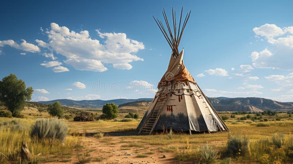 Native American Teepee. Old West. Generative AI. Stock Illustration ...