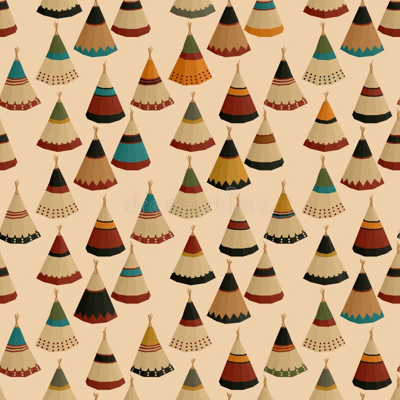 Native American Teepee Seamless Pattern Stock Vector - Illustration of ...