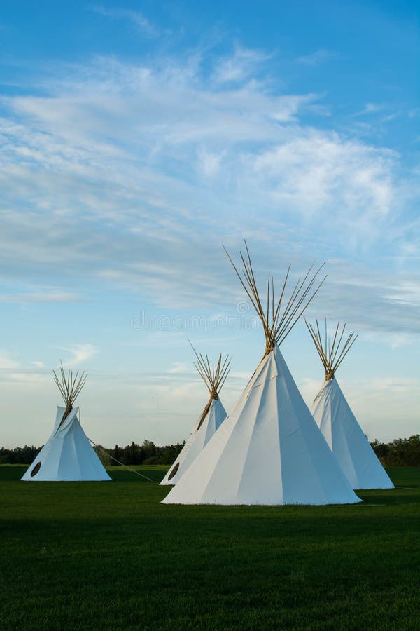 Native American Tepees on the Prairies at Sunset Stock Image - Image of ...