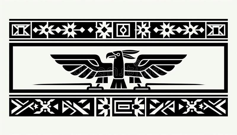 Native American Thunderbird Border Silhouette Ornament Stock Vector ...
