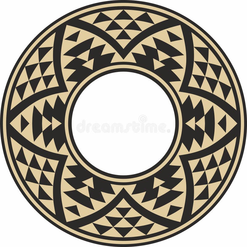 Native American Vector Round Gold with Black Pattern. Stock Vector ...