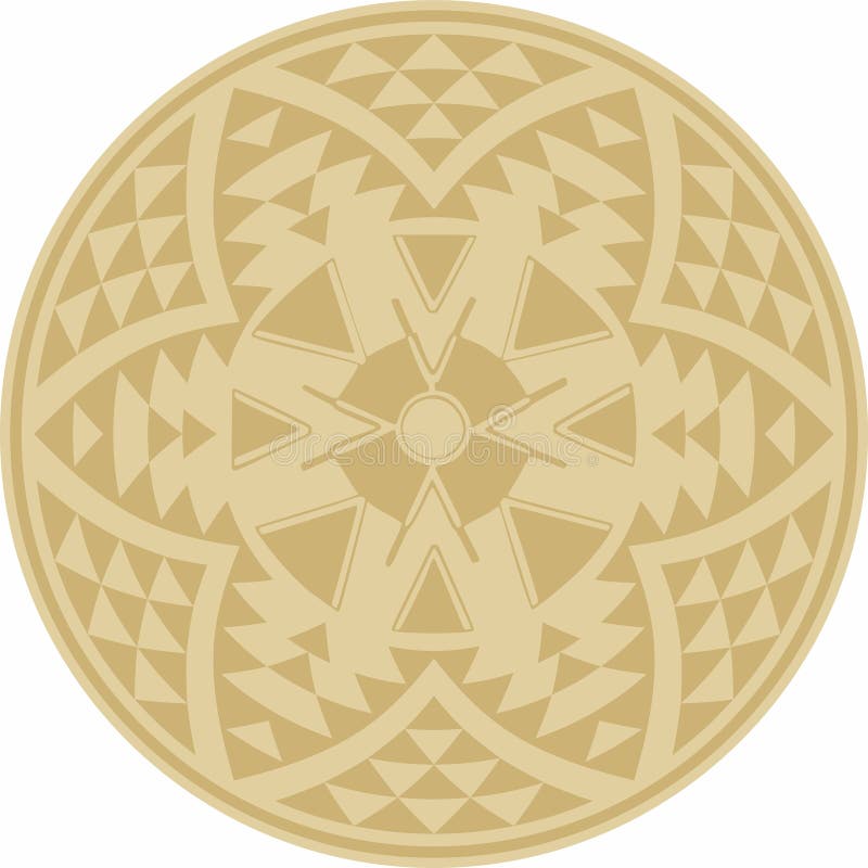 Native American Vector Round Gold Pattern. Stock Illustration ...