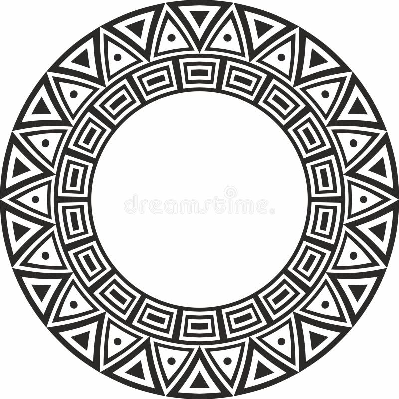 Native American Vector Round Monochrome Pattern Stock Vector ...