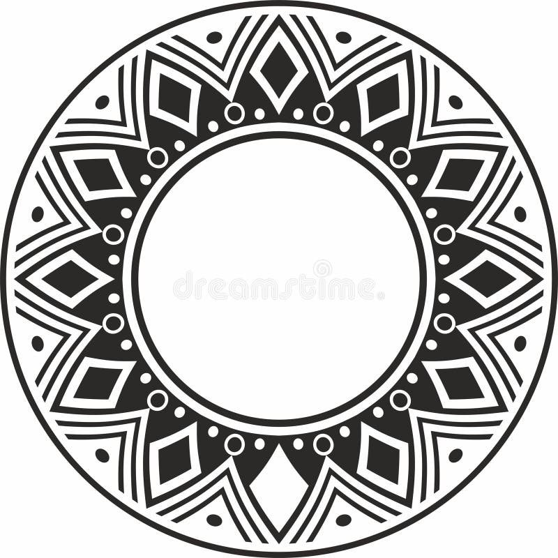 Native American Vector Round Monochrome Pattern. Stock Vector ...