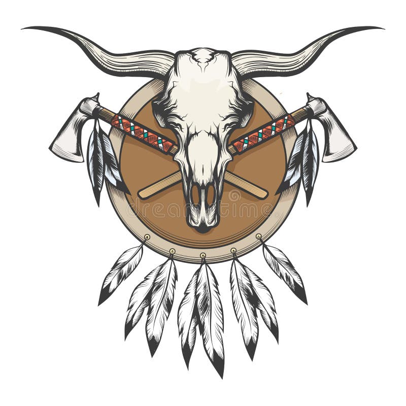 Native American Indian Chief Shield Retro Stock Vector - Illustration ...