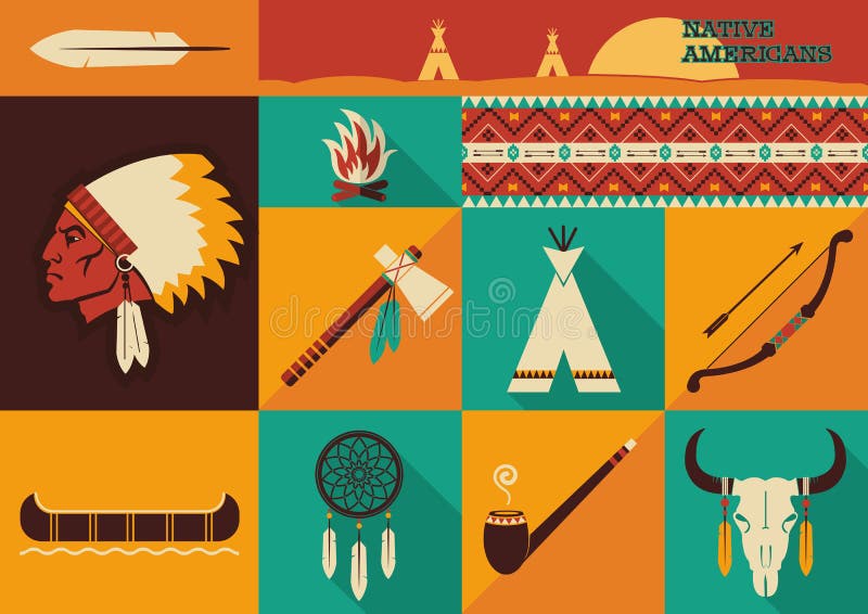 Native Americans Icons.Vector Flat Design Stock Illustration ...