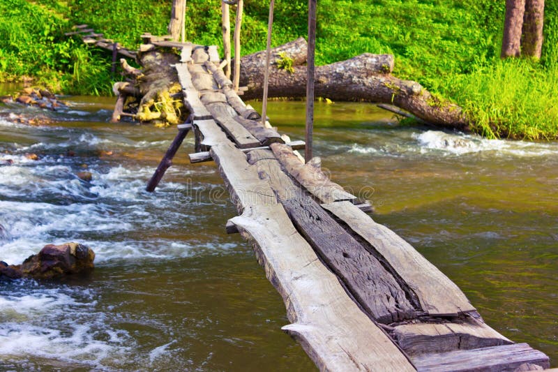 Native Bridge Made of Bamboo and Wood Stock Photo - Image of brook ...