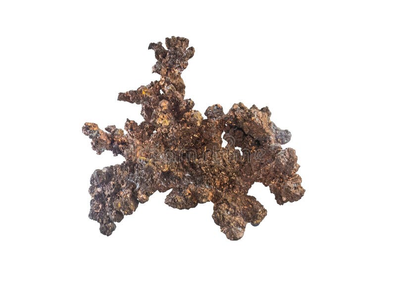 Native Copper Mineral Isolated on White Background Stock Photo - Image ...