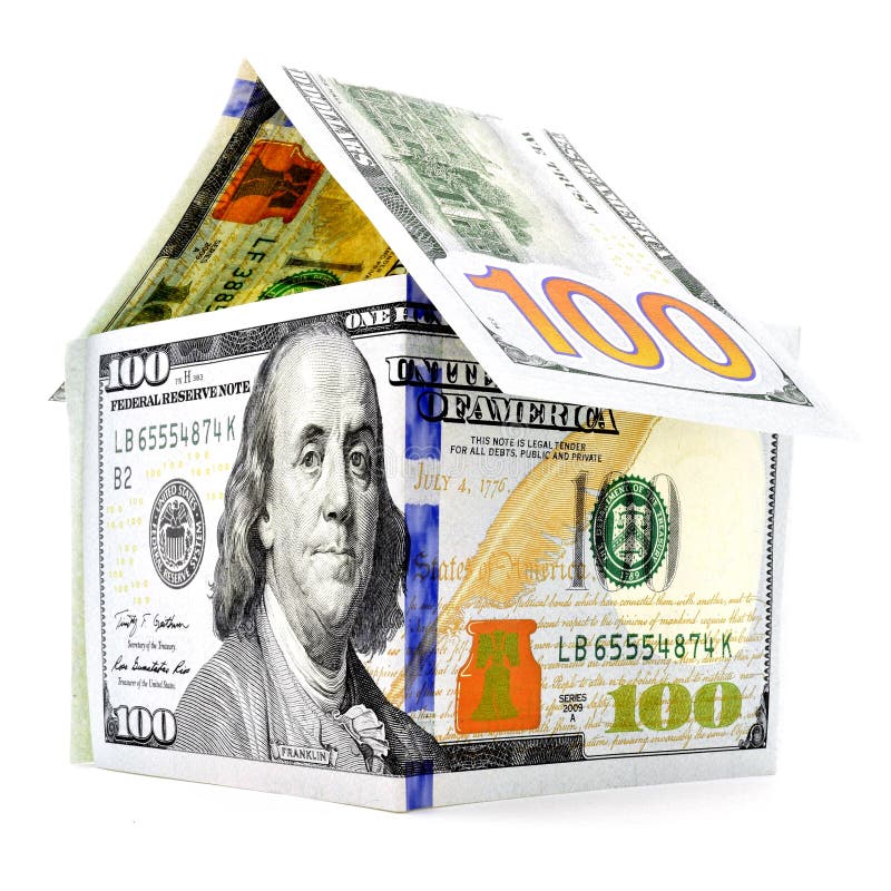 Native Dollar House, Money Building Isolated on White Background Stock ...