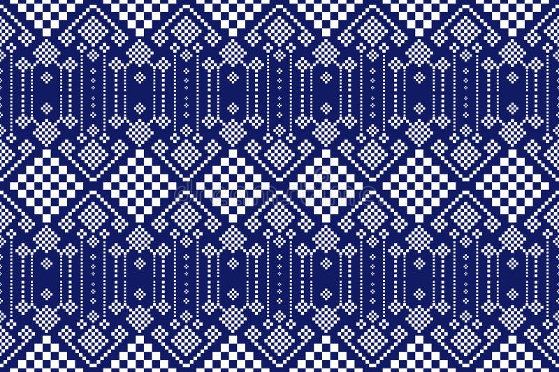 Native, Ethnic Fabric Patterns. Blue and White Geometric Patterns ...