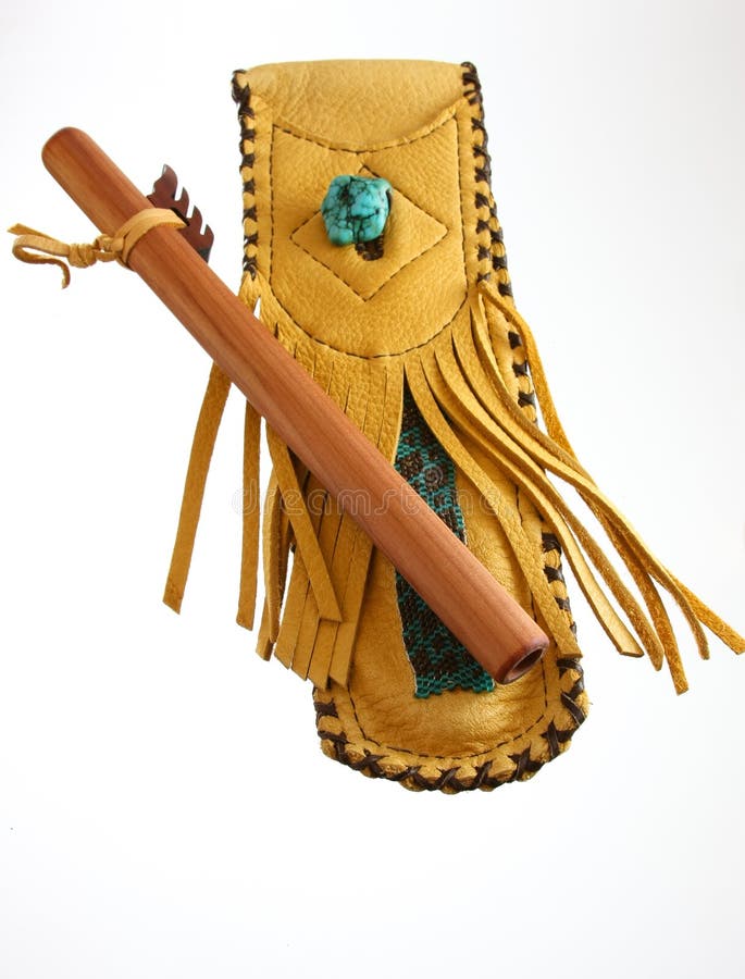 Native flute with pouch stock image. Image of handmade - 11030575