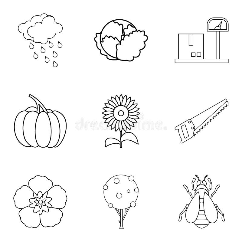 Native House Icons Set, Outline Style Stock Vector - Illustration of ...