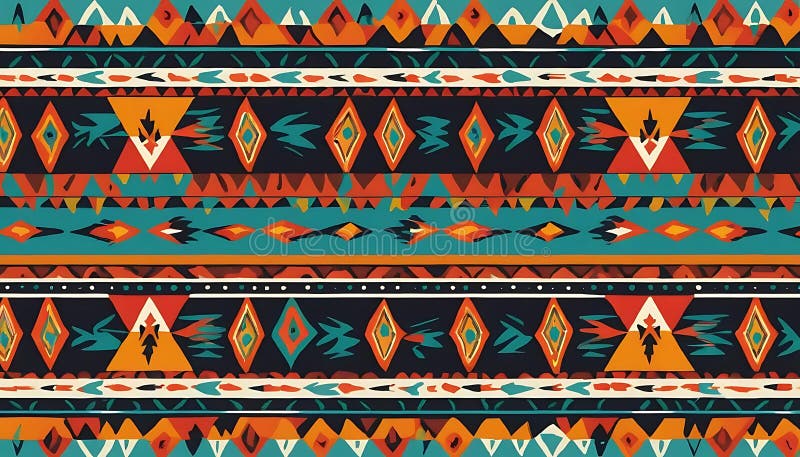 Native-Inspired Tribal Pattern with Bold Colors Stock Illustration ...