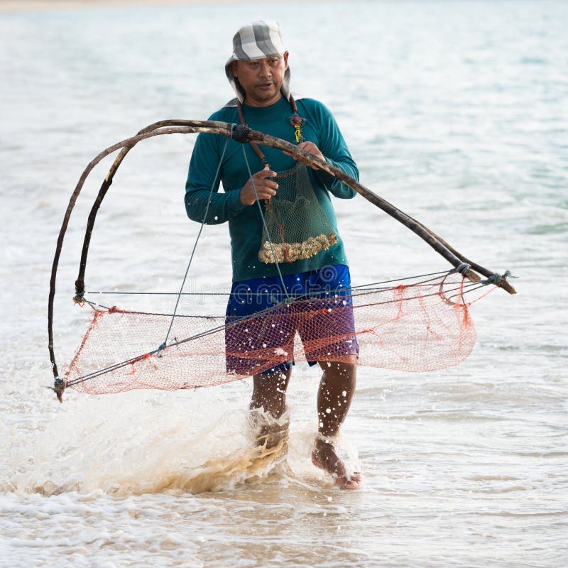 Native Local Man Nets in the Sea, Thailand Editorial Photography ...