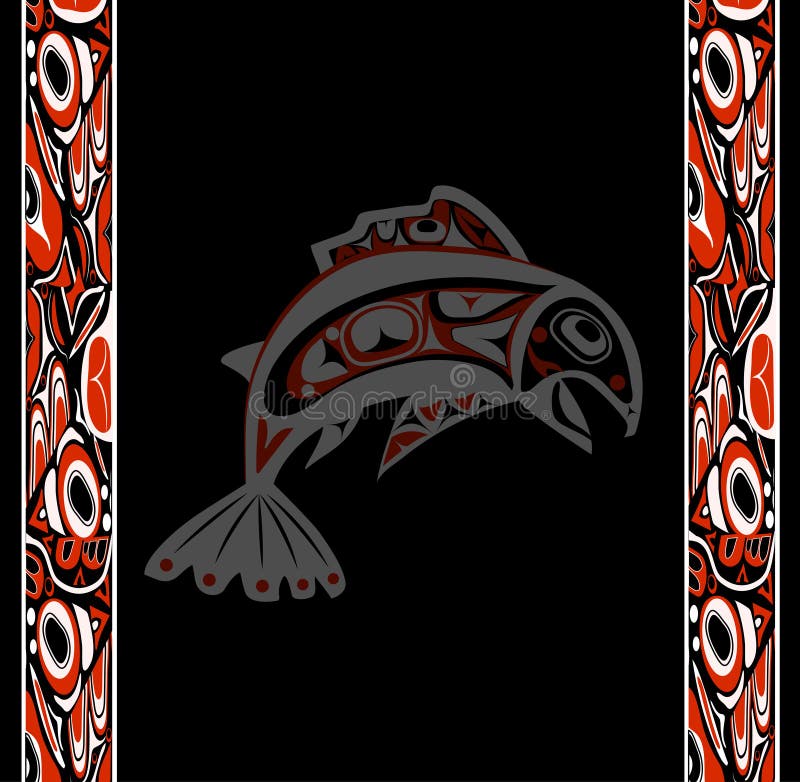 Native Salmon Vector Stock Illustrations – 111 Native Salmon Vector ...