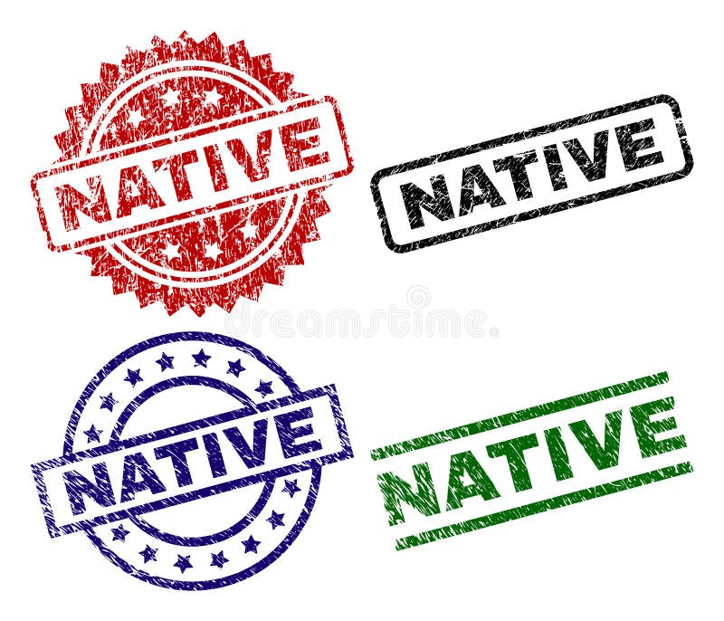 Damaged Textured NATIVE Seal Stamps Stock Vector - Illustration of ...