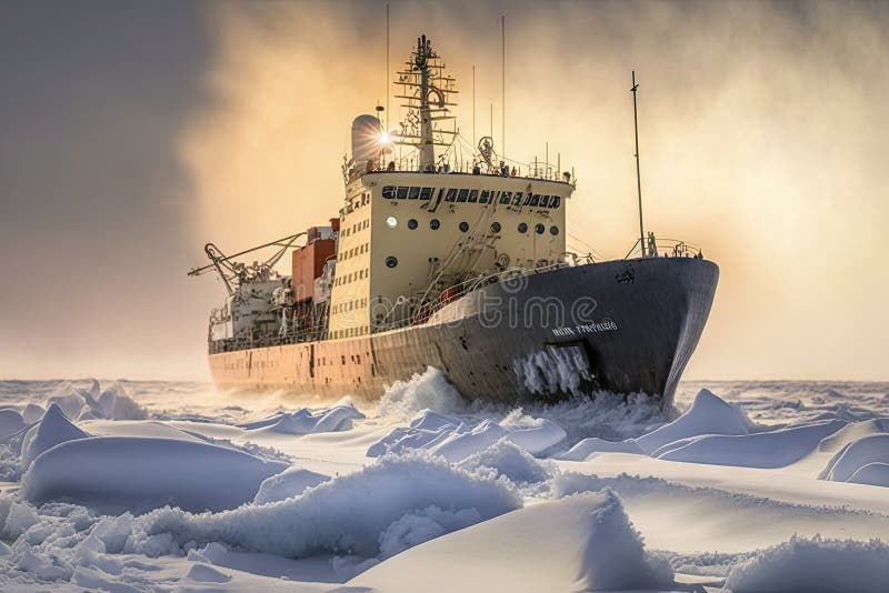 Native Ship for Transporting Goods and Cargo in Winter Icebreaker Stock ...