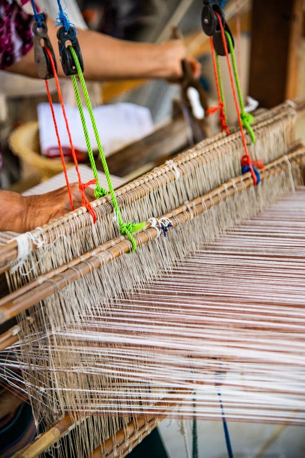 Native Thread on Thai Traditional Weaving Machine Stock Photo - Image ...
