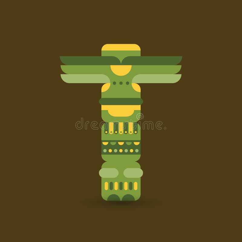 Native Traditional Totem Pole Vector Illustration Stock Vector ...