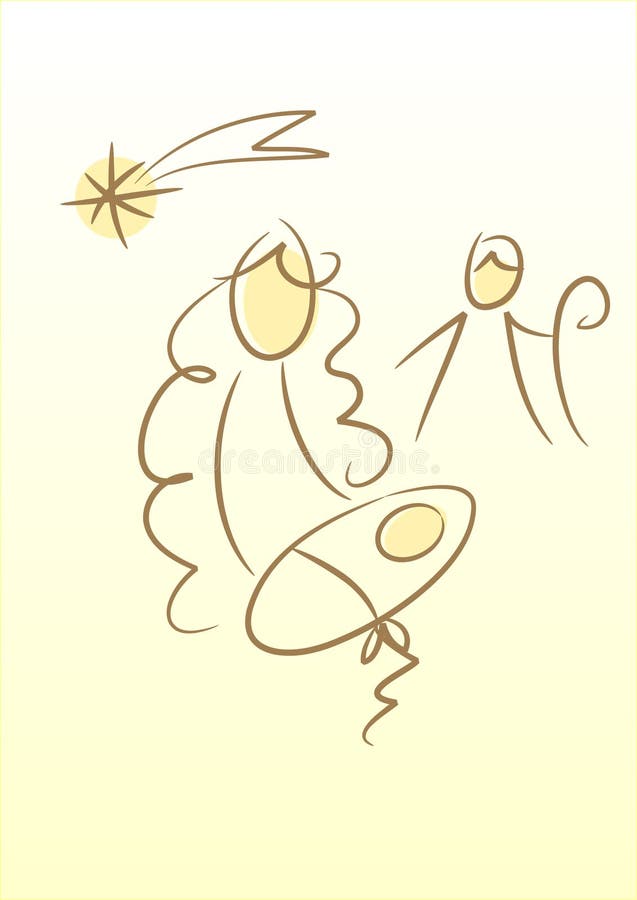 Line Drawing Nativity Scene Stock Illustrations – 121 Line Drawing ...