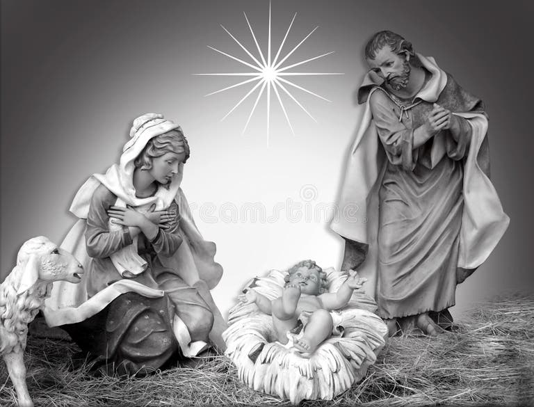 Nativity Scene Black White Stock Illustrations – 940 Nativity Scene ...