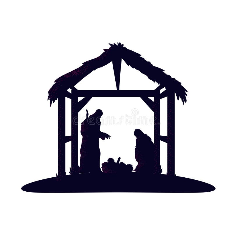 Nativity manger silhouette stock vector. Illustration of wise - 273214455