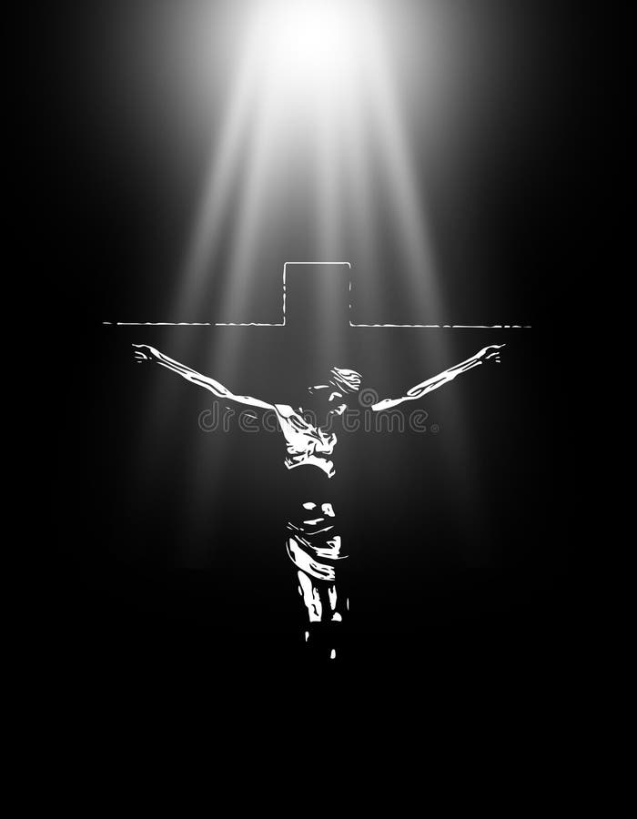 Nativity. Rays of Light Fall on the Crucifix. Christian Religion Stock ...