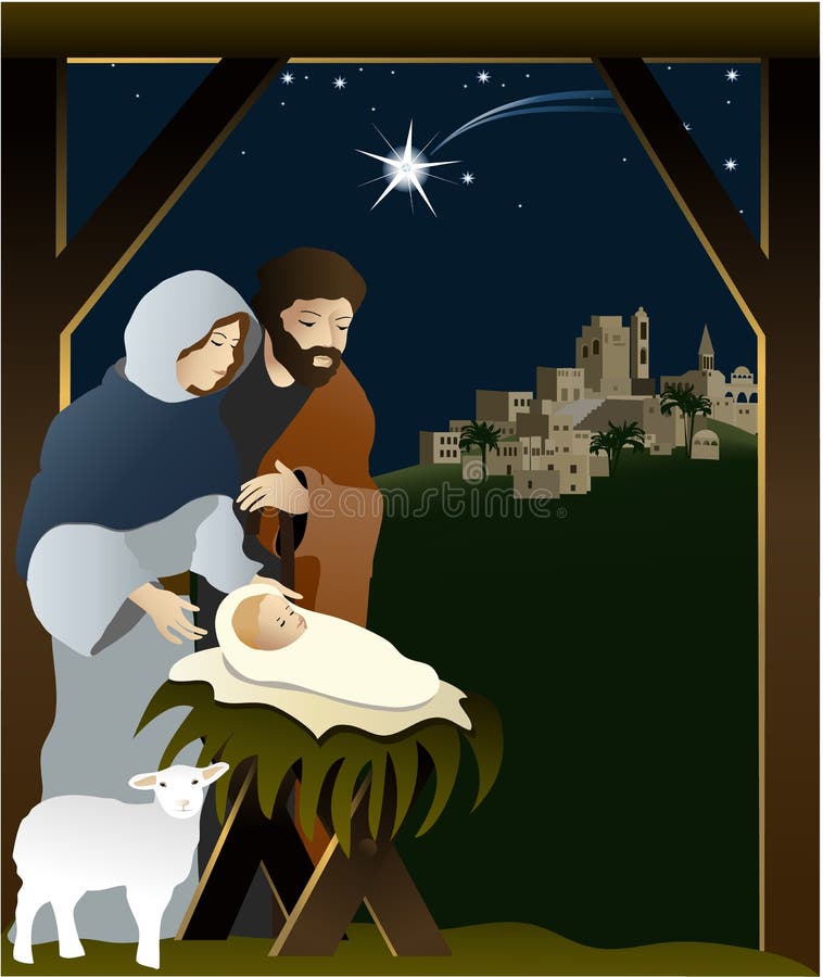 Nativity scene stock vector. Illustration of xmas, birth - 21549234